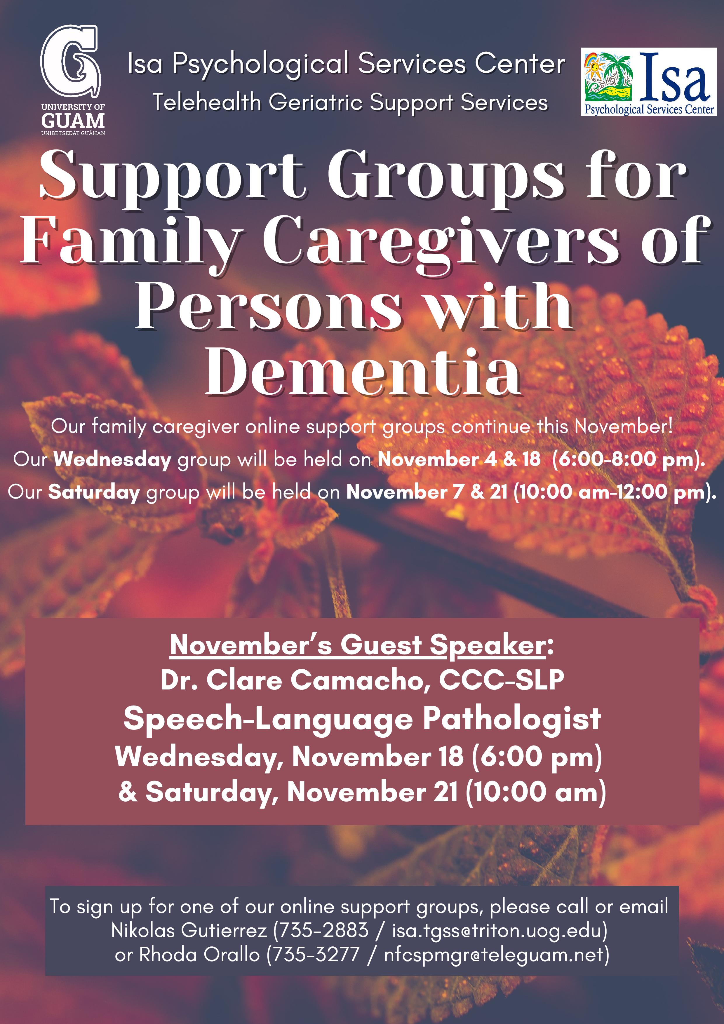 Free Support Groups For Caregivers Of Persons With Dementia