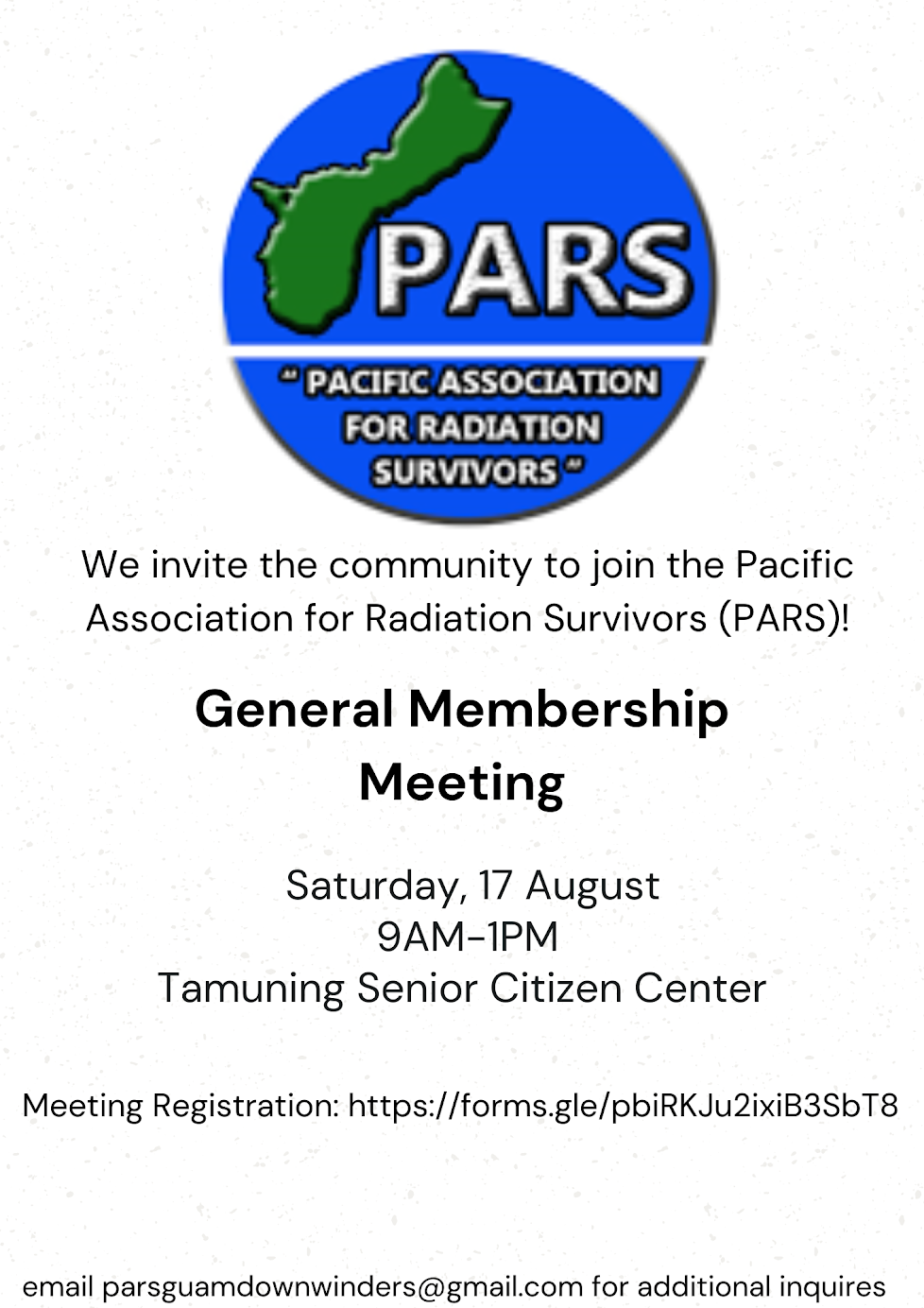 Pacific Association for Radiation Survivors will hold public meeting at ...